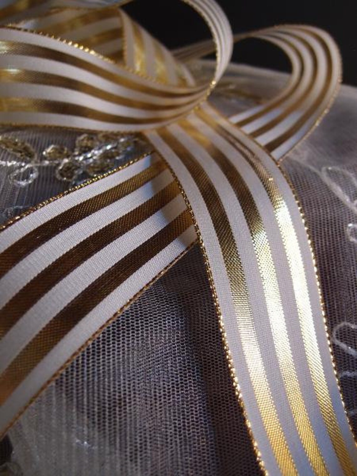 Gold & Ivory Metallic Striped Ribbon Holiday Decor Gift - Etsy