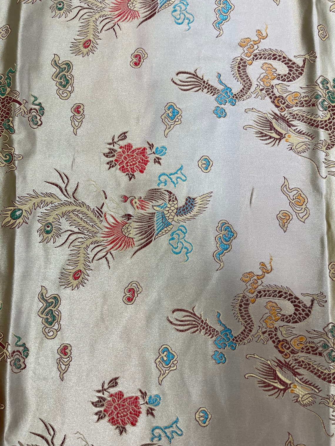 Chinese Dragon Brocade Fabric BTY IVORY - Etsy
