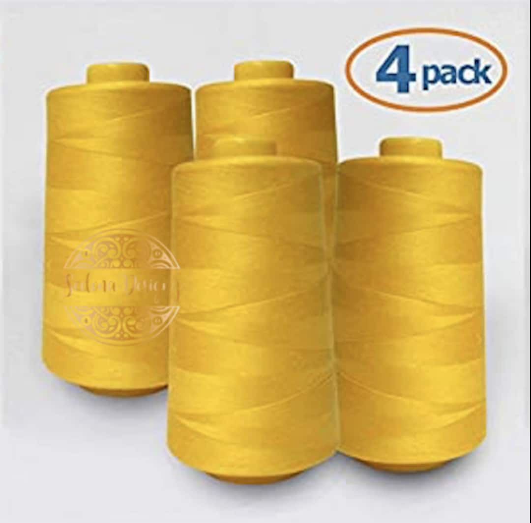 4 PACK of 6000 Yard (each) Spools GOLD Sewing Thread All Purpose 100% ...