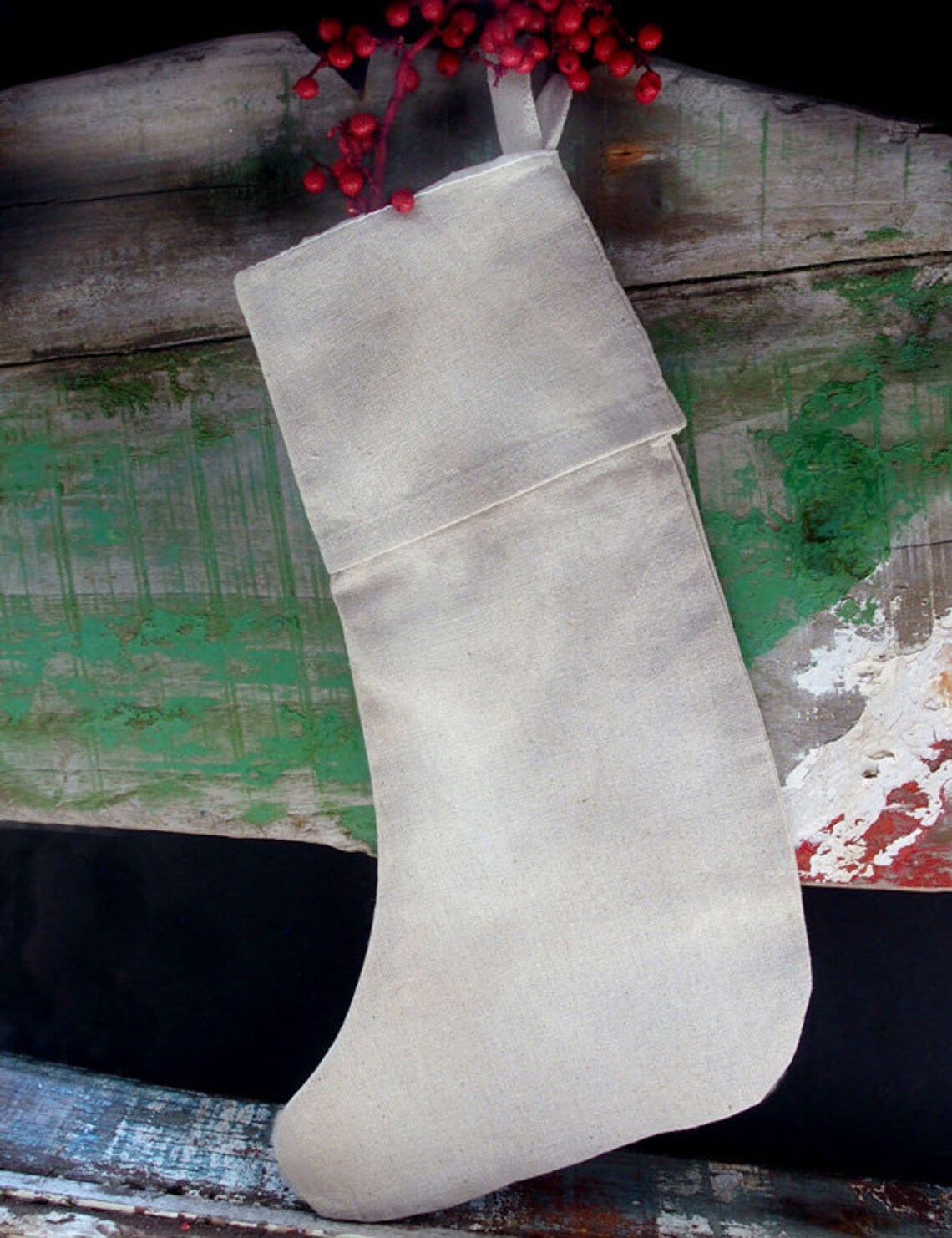 Linen Christmas Stocking With Cotton Lining 16 Inch - Free Shipping - Etsy