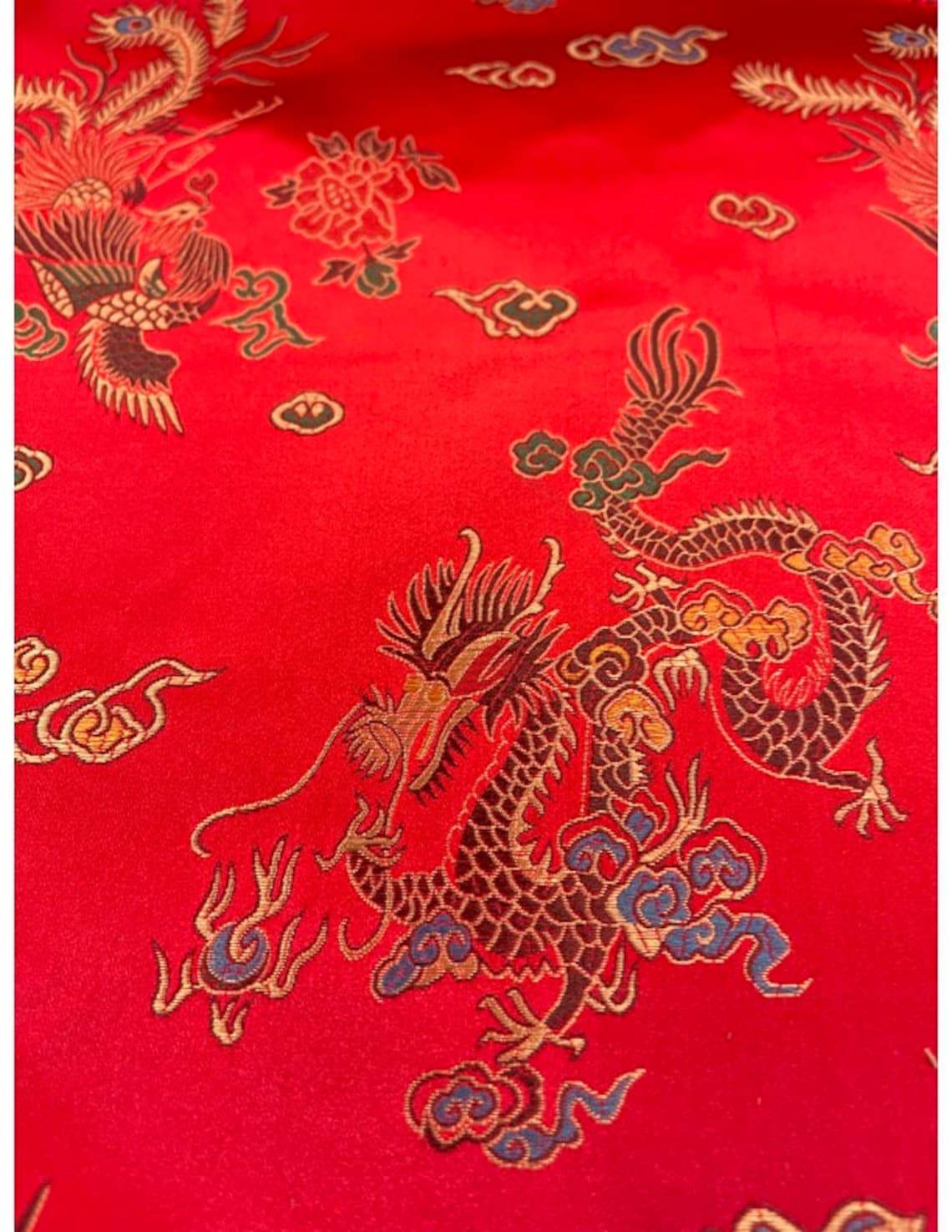 Chinese Dragon Brocade Fabric BTY - RED - Etsy