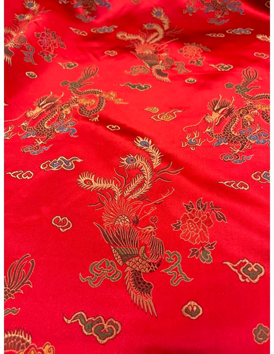 Chinese Dragon Brocade Fabric BTY RED - Etsy