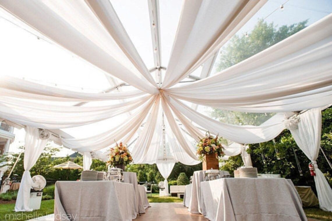120" Wide (10ft Wide) X 80 Feet Roll - IVORY Sheer Voile Chiffon Fabric ...