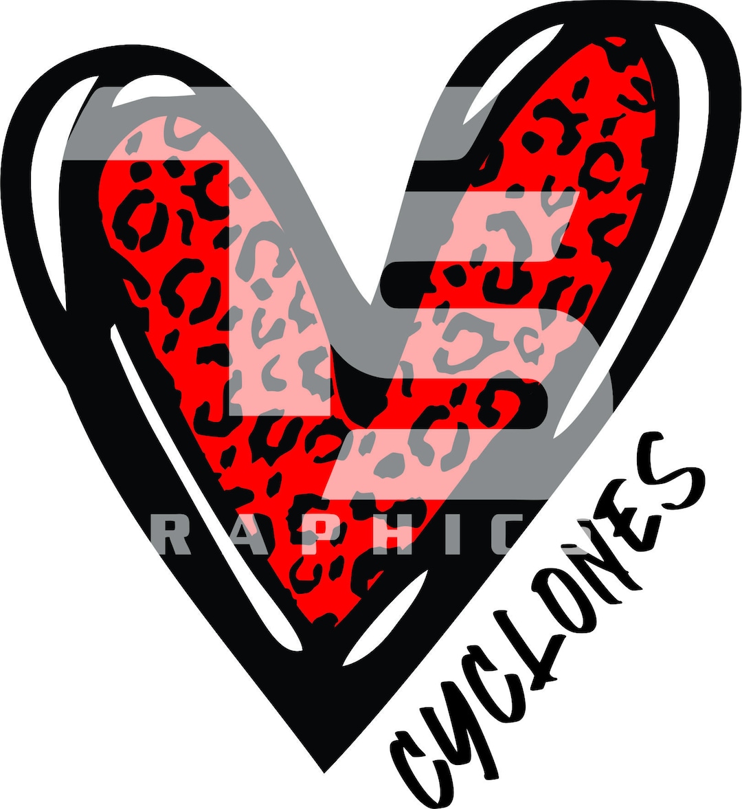 Cyclones 80 Animal Print Heart SVG PNG Sublimation Graphic Pick Your ...