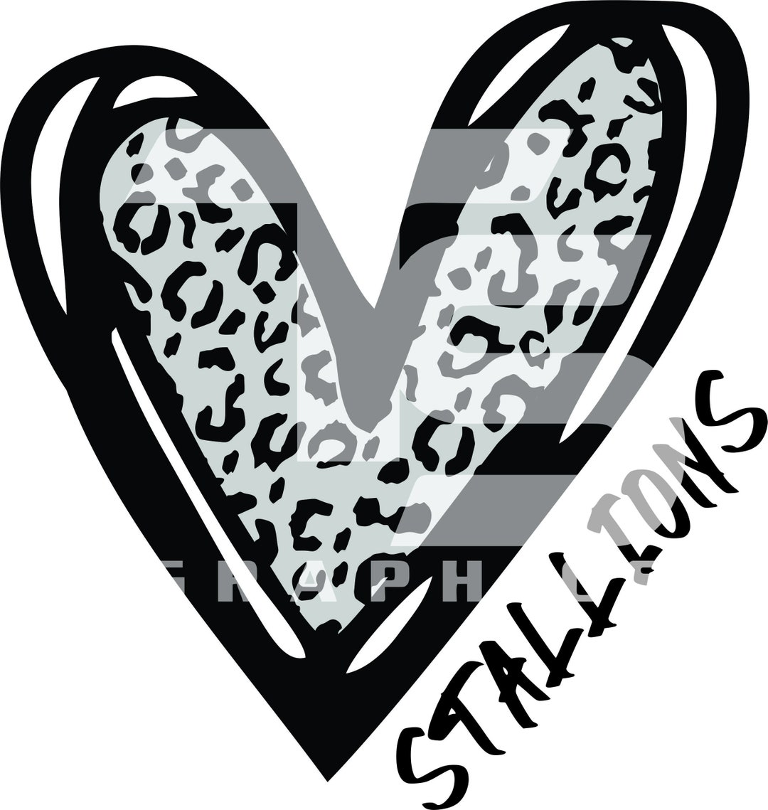 Stallions 80 Animal Print Heart SVG PNG Sublimation Graphic Pick Your ...