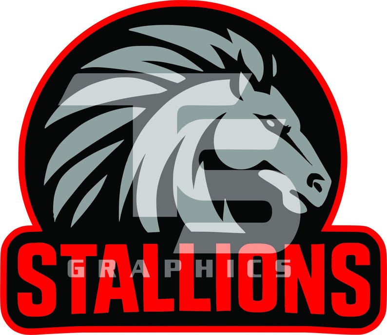 Stallions 97 Mascot Graphic SVG PNG Sublimation Pick Your Team Colors ...