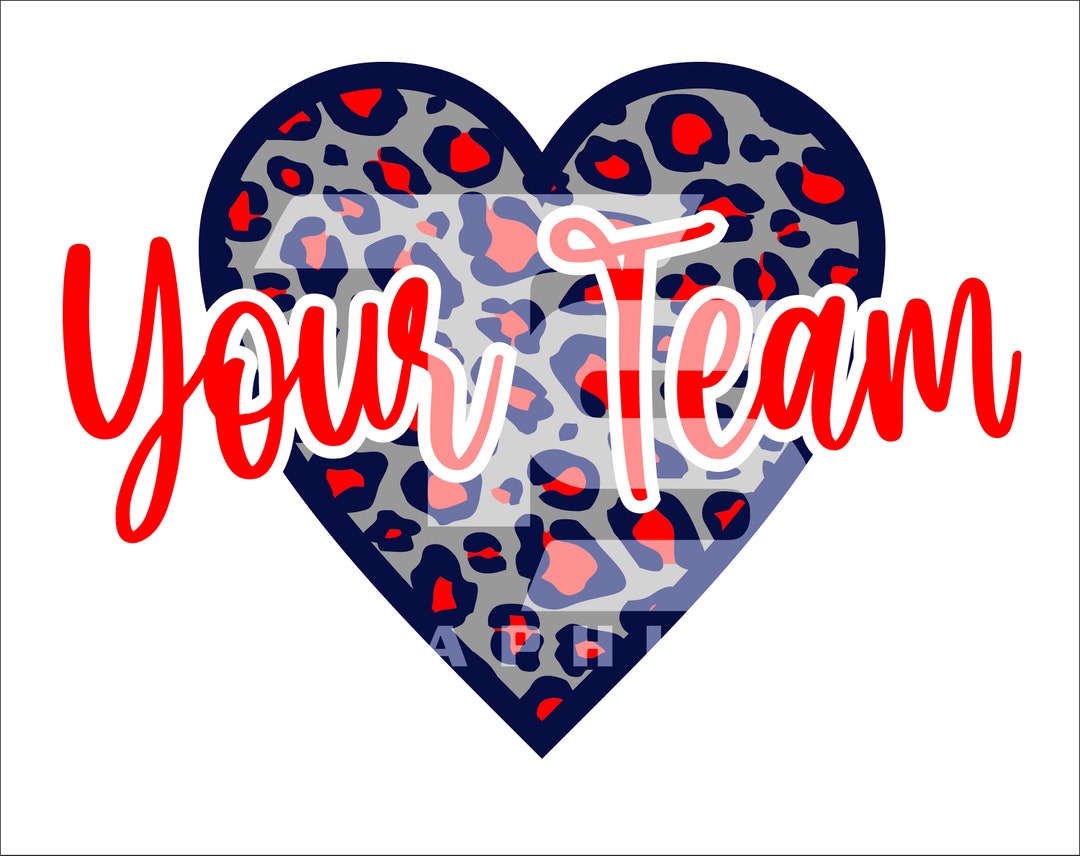 Custom Team Name Animal Print Heart Svg/sublimation Graphic - Etsy