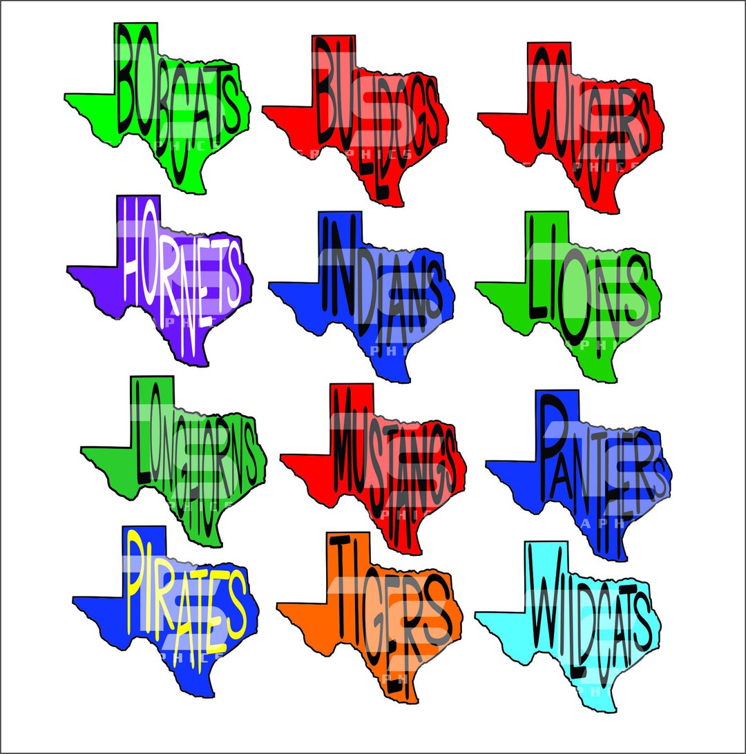 Texas School Mascot Names Bundle 1 SVG AI PNG Graphics - Etsy