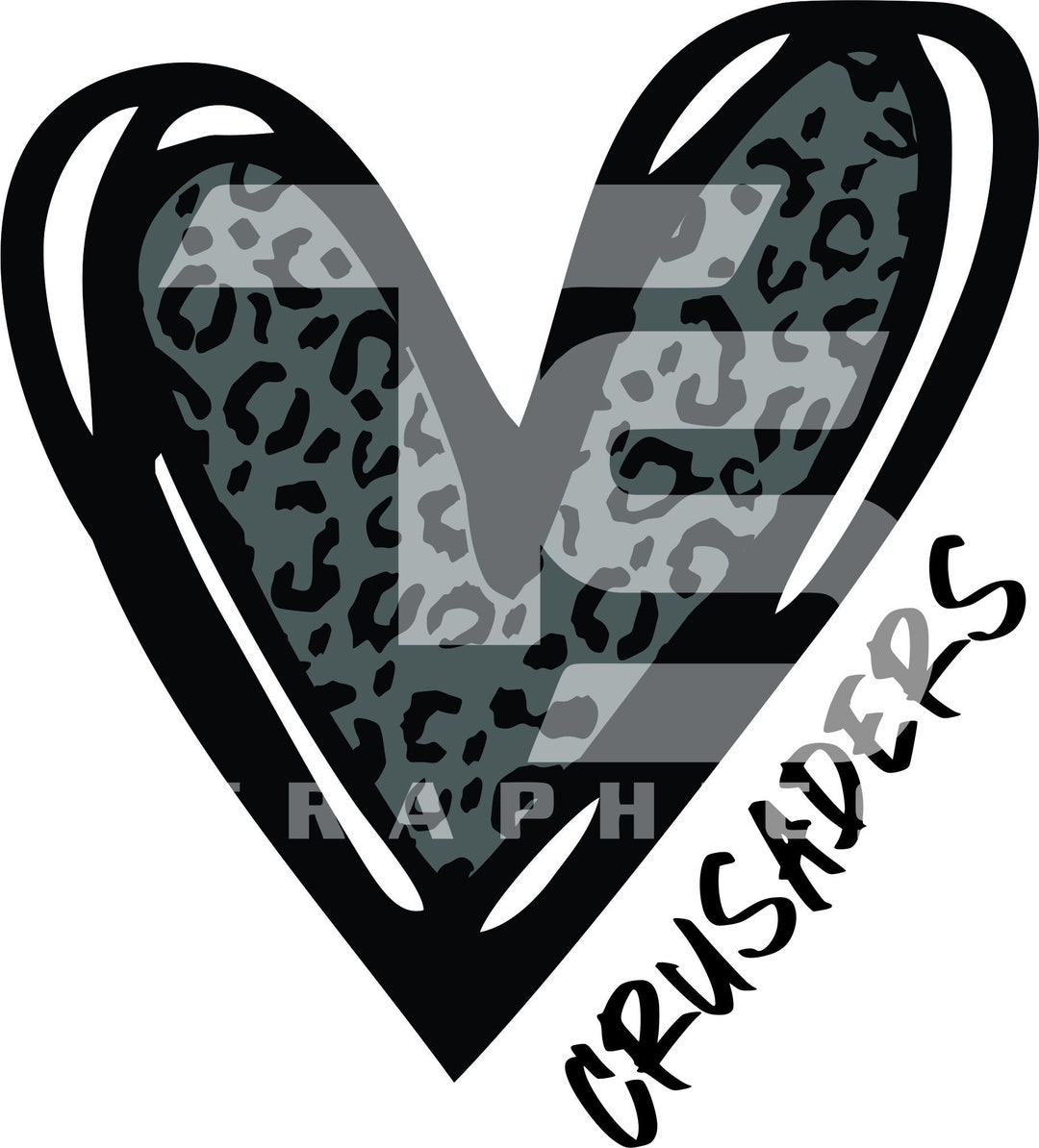 Crusaders 80 Animal Print Heart SVG Graphic - Etsy