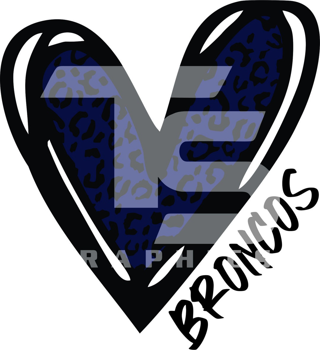 Broncos 80 Animal Print Heart SVG PNG Sublimation Graphic Pick Your ...