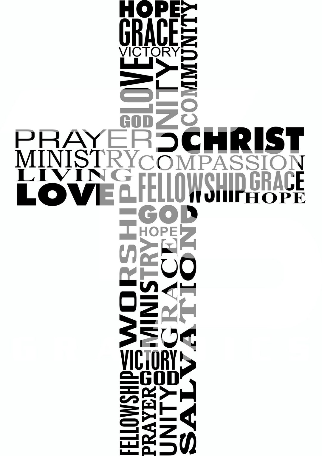 Religious Word Cross 1 SVG Graphic - Etsy