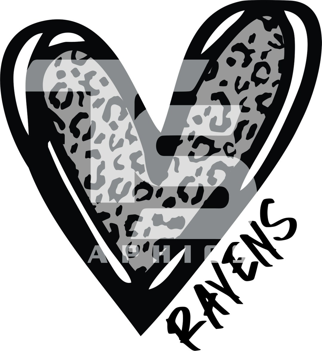 Ravens 80 Animal Print Heart SVG Graphic - Etsy