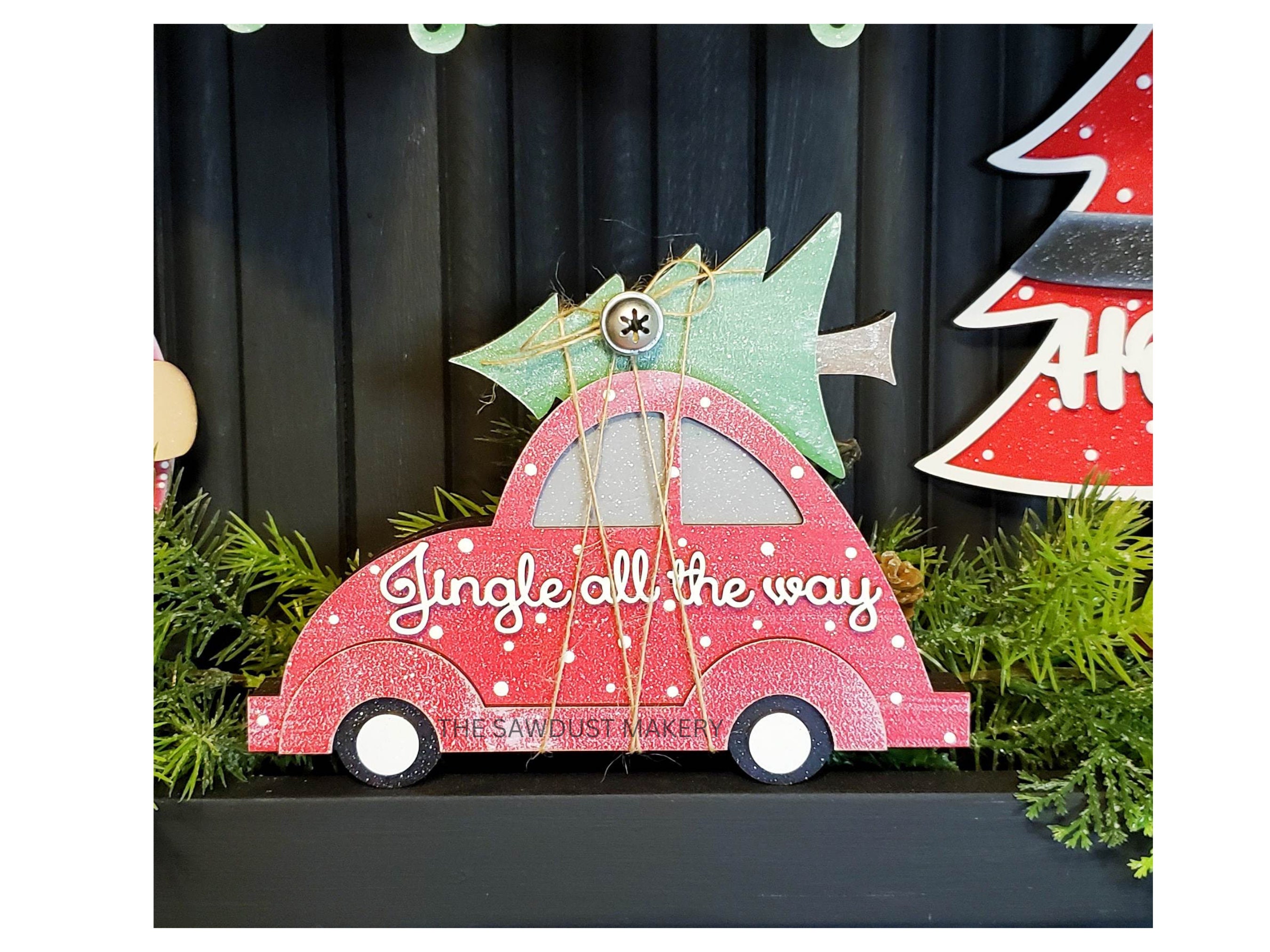 Jingle All the Way Car Christmas Tree SVG File Laser Cut - Etsy
