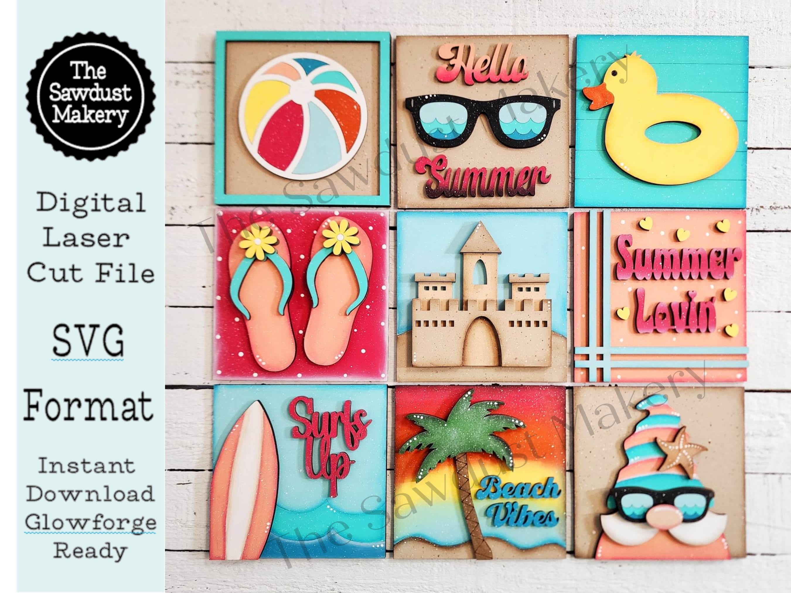 Summer Beach Laser Cut Files | Summer Interchangeable Leaning Sign ...