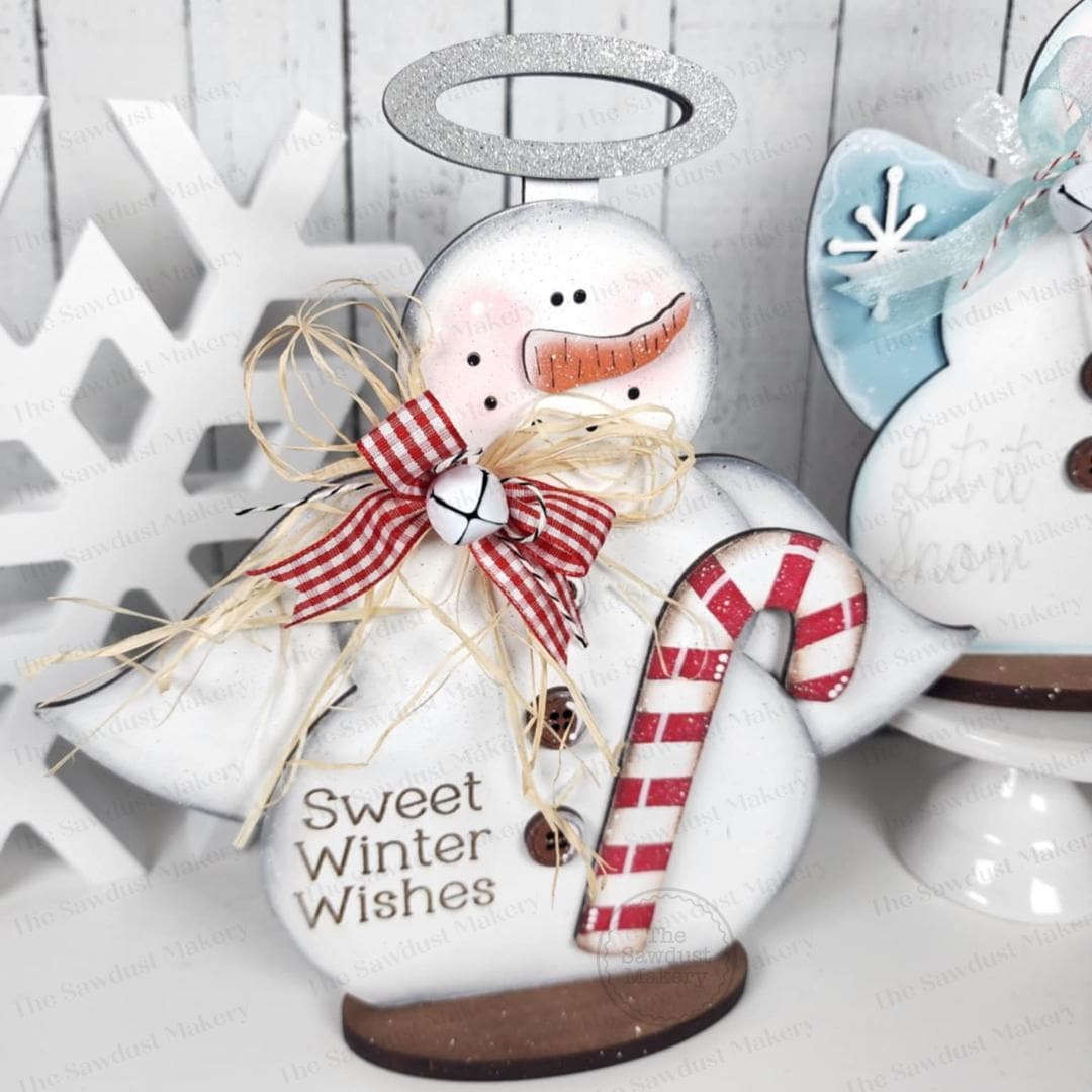 Snowmen Angel Shelf Sitters SVG File | Laser Cut File | Christmas SVG ...