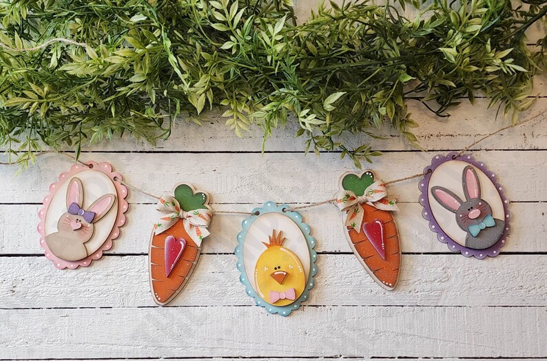 Easter Basket Tags SVG | Easter Banner SVG | Laser Cut File | Glowforge ...