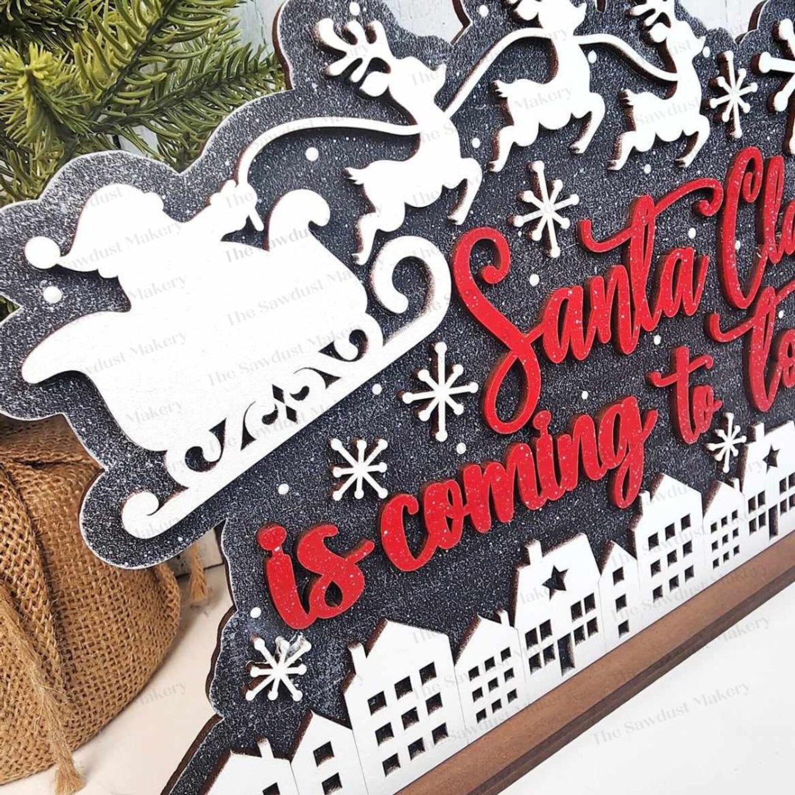 Santa Claus Word Art Shelf Sitter Standing Sign File SVG | Christmas ...