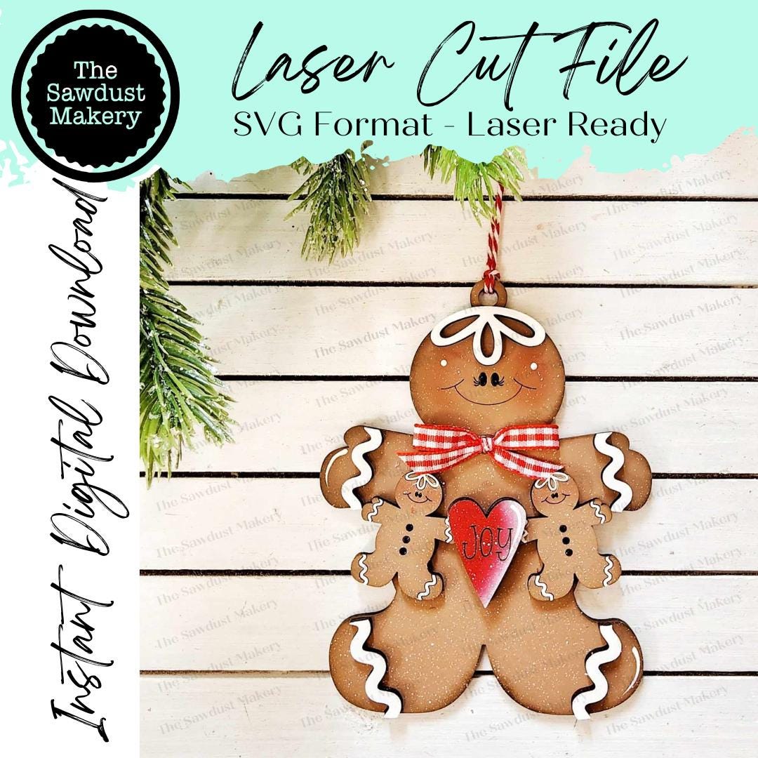 Gingerbread Joy Christmas Ornament SVG File | Laser Cut File ...