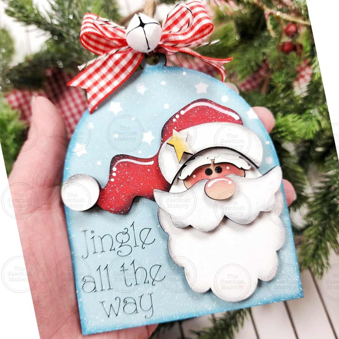 Arched Santa Christmas Ornament SVG File | Laser Cut File | Christmas ...
