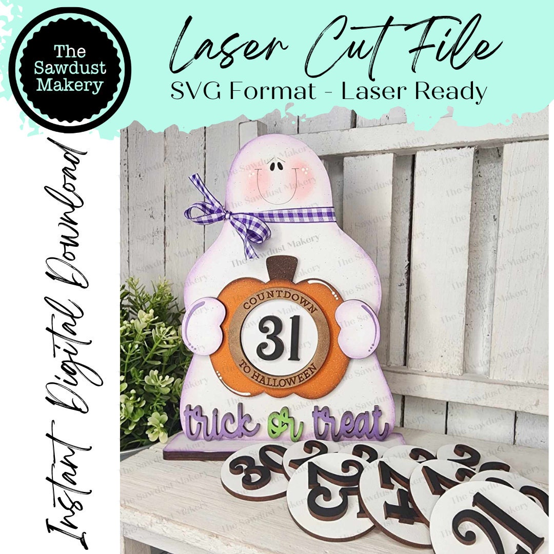 Standing Countdown Halloween Ghost SVG File | Laser Cut File | Ghost ...