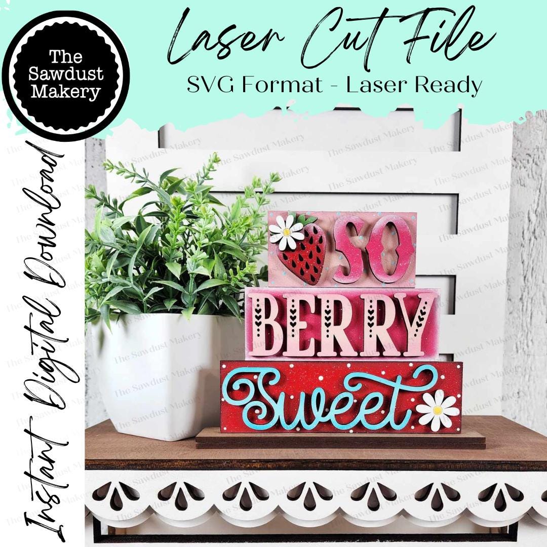 So Berry Sweet Strawberry Stacker | Summer Mini Block SVG | SVG File ...