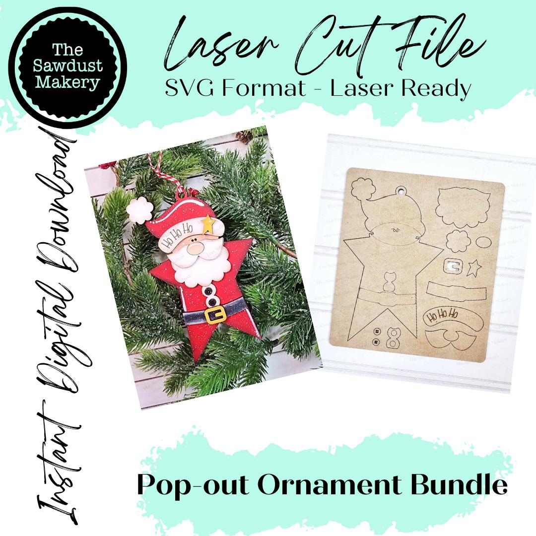 Pop-out Bundle Santa Christmas Ornament SVG File | Laser Cut File | Pop ...