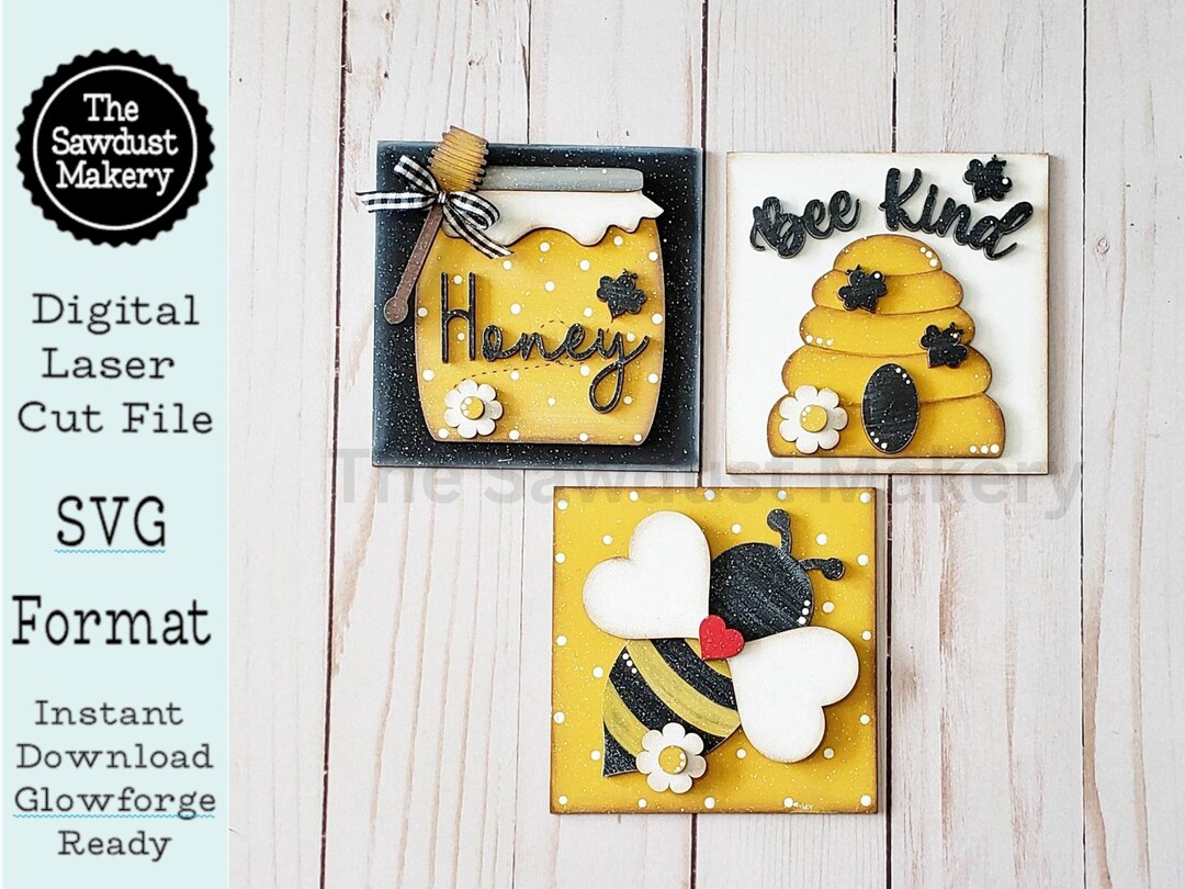 Bee Interchangeable Sign Bundle Laser SVG File | Laser Cut File ...