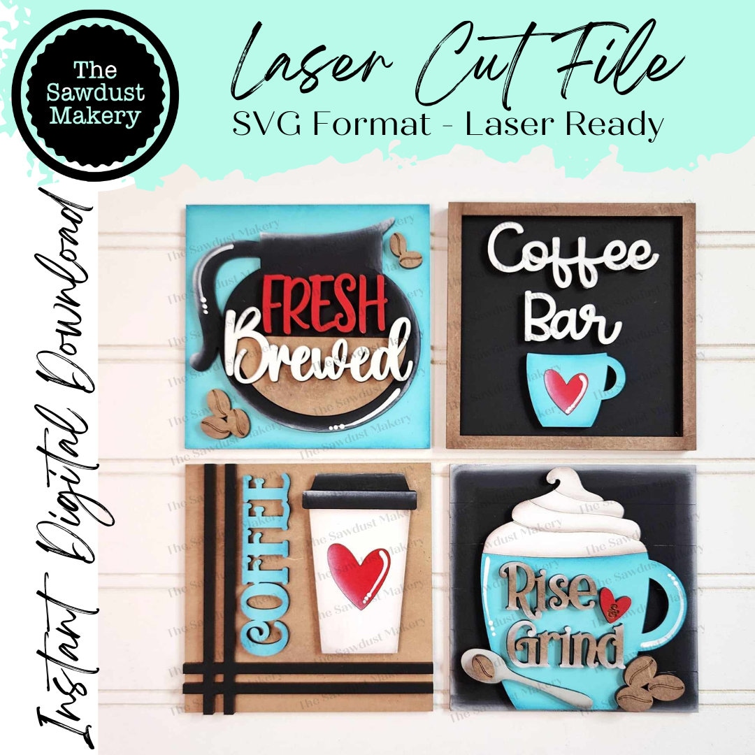 Coffee Bar Laser Cut Files | Coffee Bar Interchangeable Leaning Sign ...