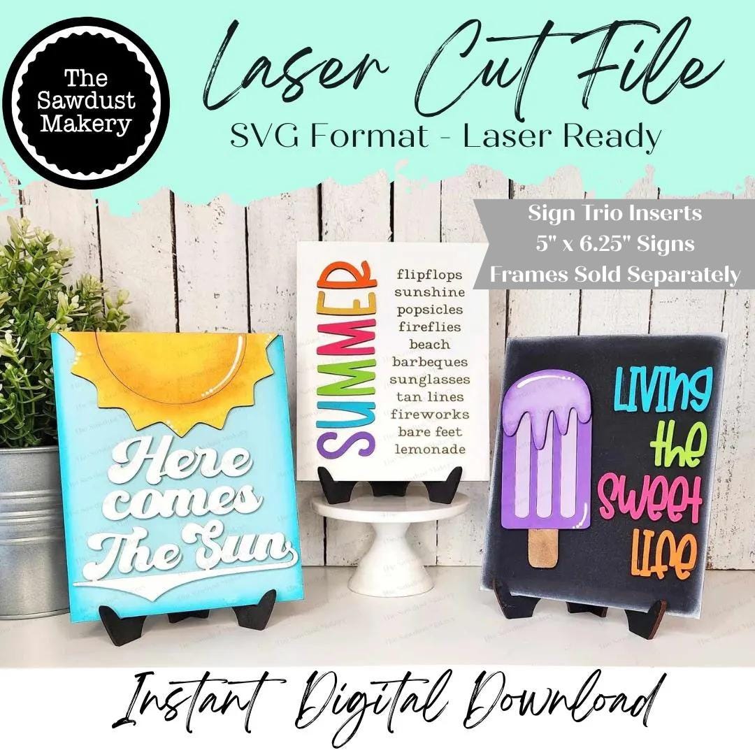 Sweet Summertime Popsicle Trio Sign Bundle Laser Cut File ...
