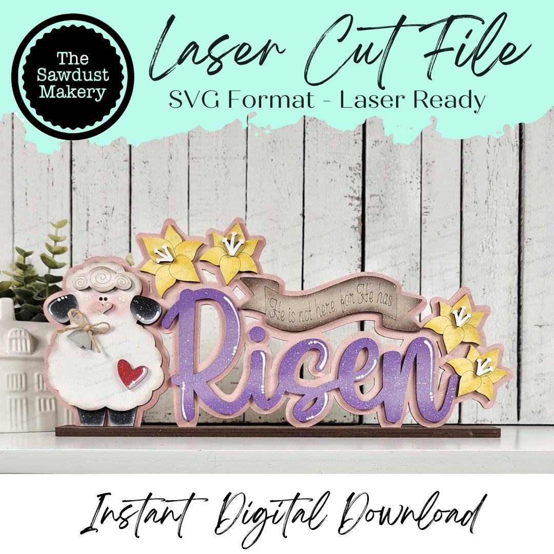 He is Risen Easter Word Art Shelf Sitter Standing Sign File SVG ...