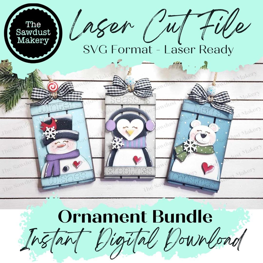 Winter Friends Pallet Christmas Ornament Bundle SVG File | Laser Cut ...