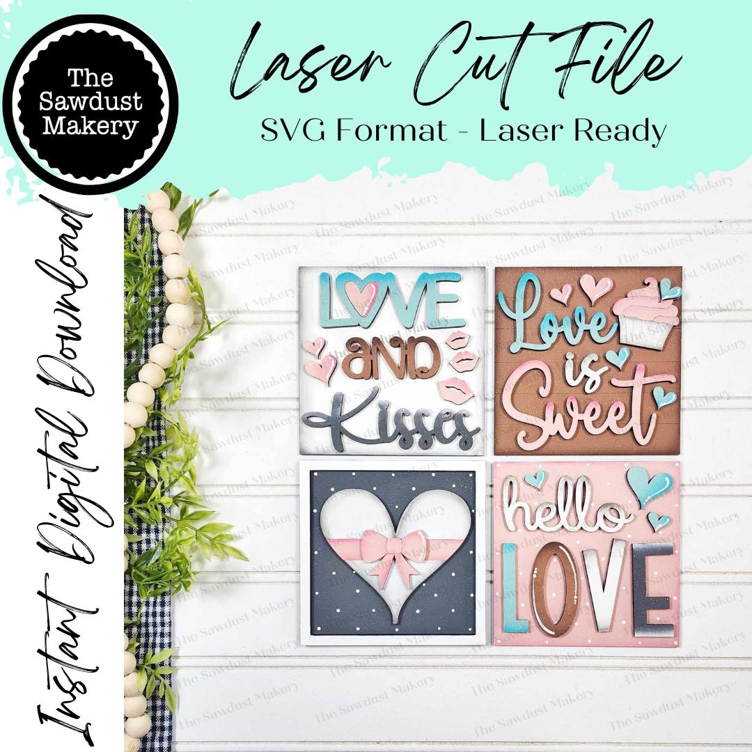 Hello Love Sign Laser Cut File | Laser Cut File | Interchangeable Frame ...