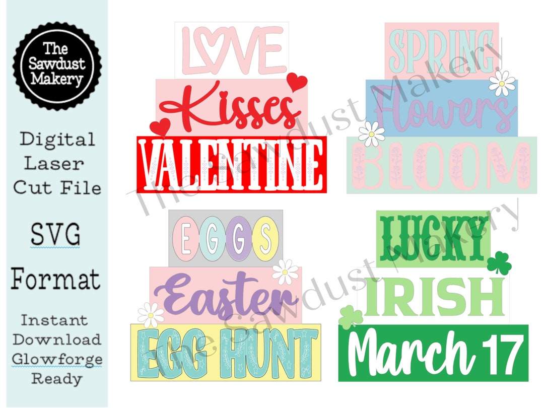 Spring Word Stackers Spring Mini Block SVG SVG File Laser Cut File ...