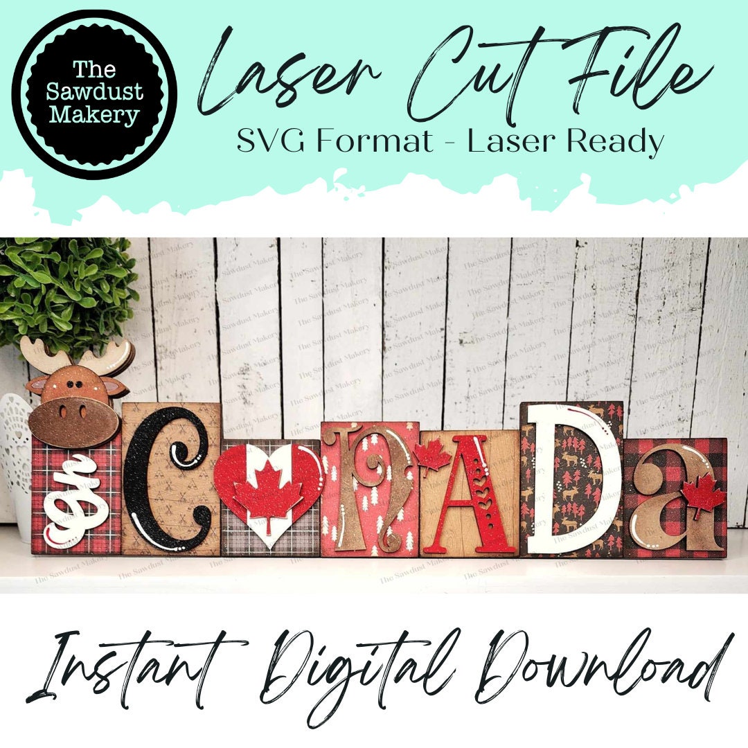 Oh Canada Word Block SVG | Word Block SVG | SVG File | Laser Cut File ...