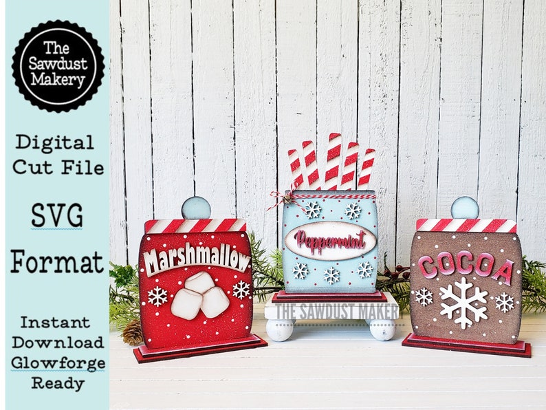 Standing Hot Cocoa Bar SVG File Laser Cut File Glowforge - Etsy