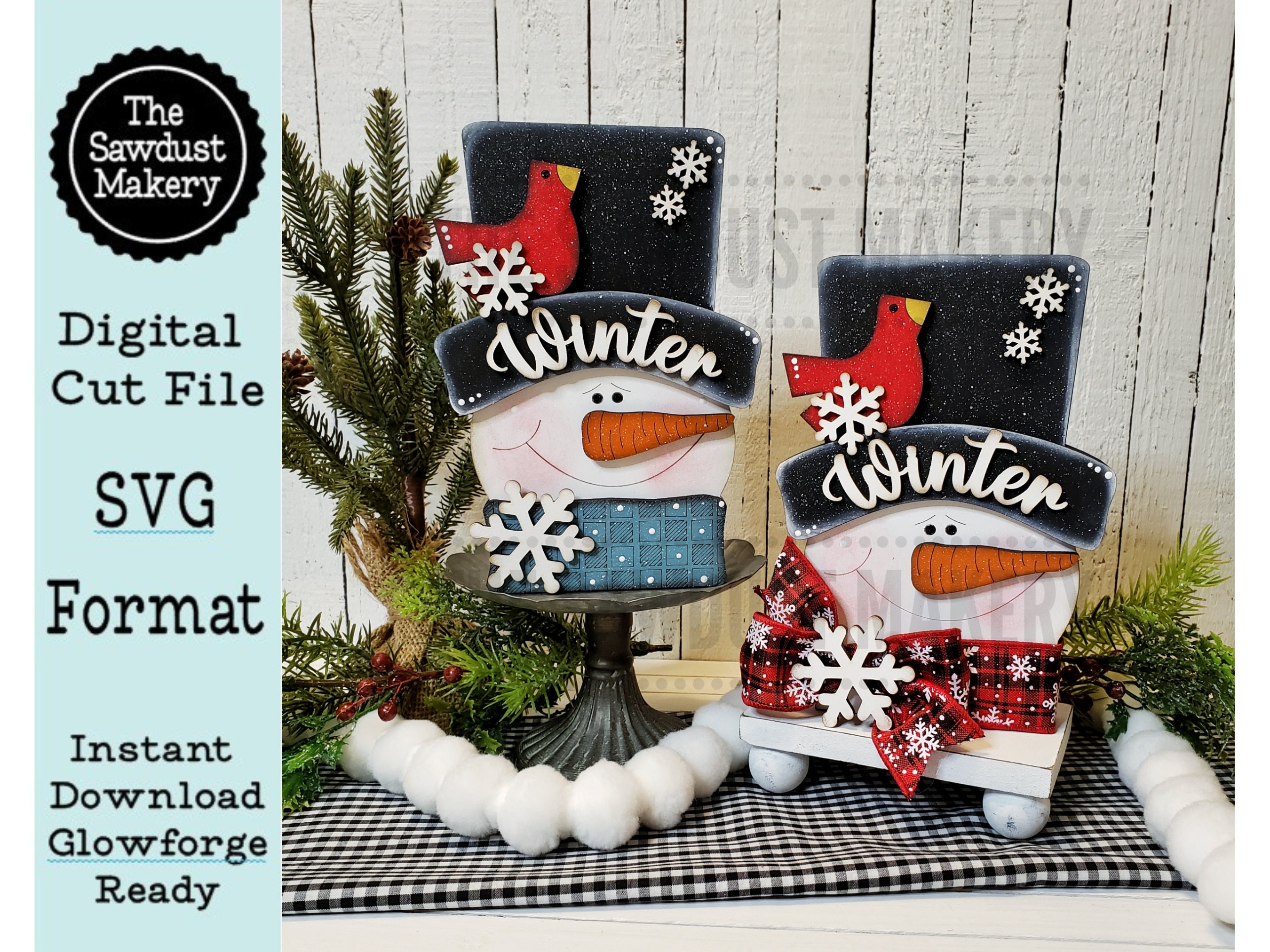 Chunky Winter Snowman Head SVG Snowman Laser Cut File Let It - Etsy