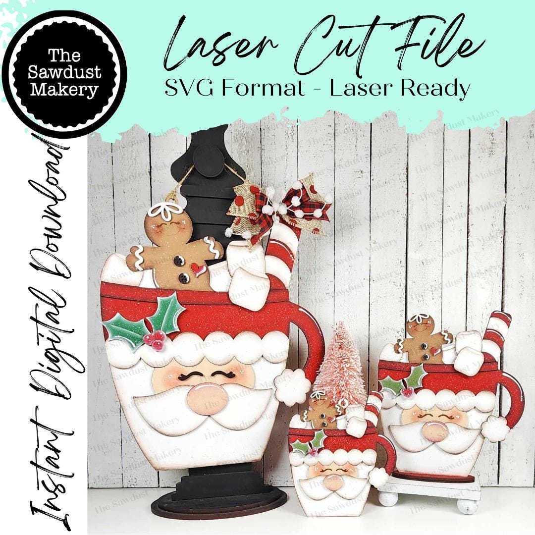 Santa Cocoa Mug SVG Bundle File | Laser Cut File | Santa SVG | Hot ...