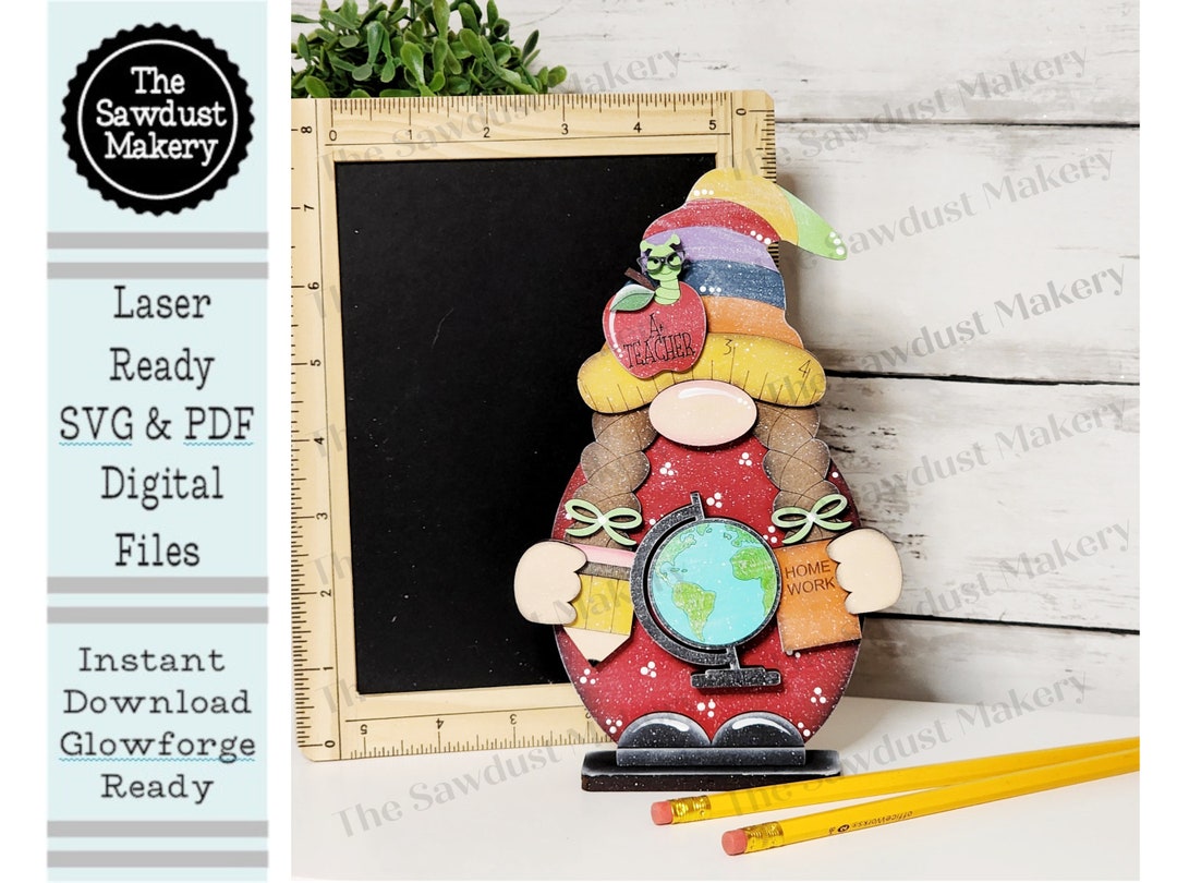 Girl Teacher Gnome SVG File | Laser Cut File | Glowforge | Teacher ...