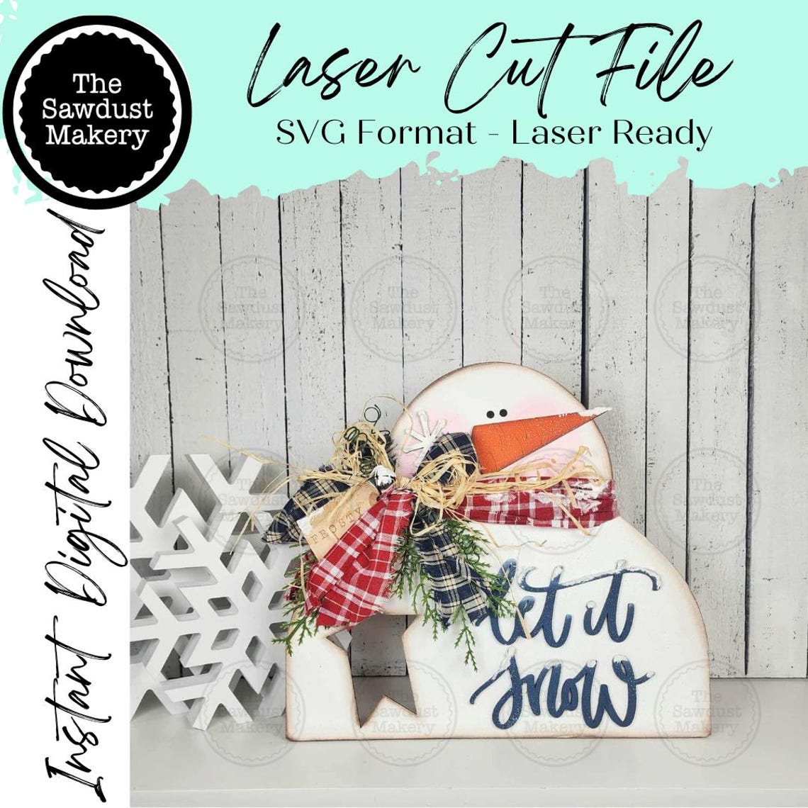 Let It Snow Snowman SVG | Snowman Laser Cut File | Let It Snow | Shelf ...