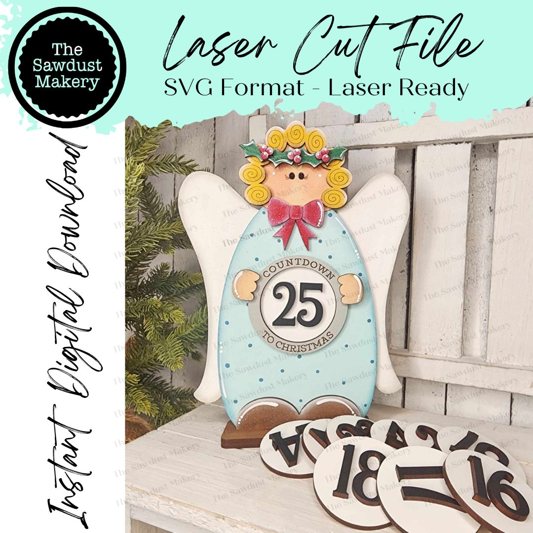 Standing Countdown Angel SVG File | Laser Cut File | Christmas SVG File ...