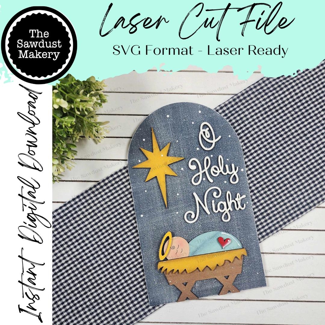 Interchangeable Large Arched Boho Sign Insert | Nativity Oh Holy Night ...