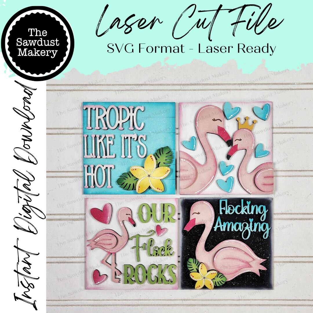 Flamingo Summer Sign Laser Cut File | Laser Cut File | Interchangeable ...