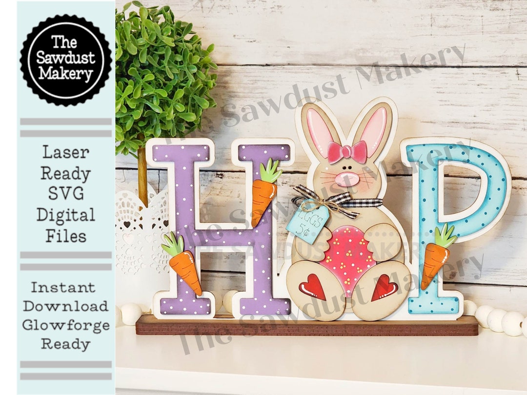 HOP Standing Bunny Shelf Sitter SVG Laser Cut File - Etsy