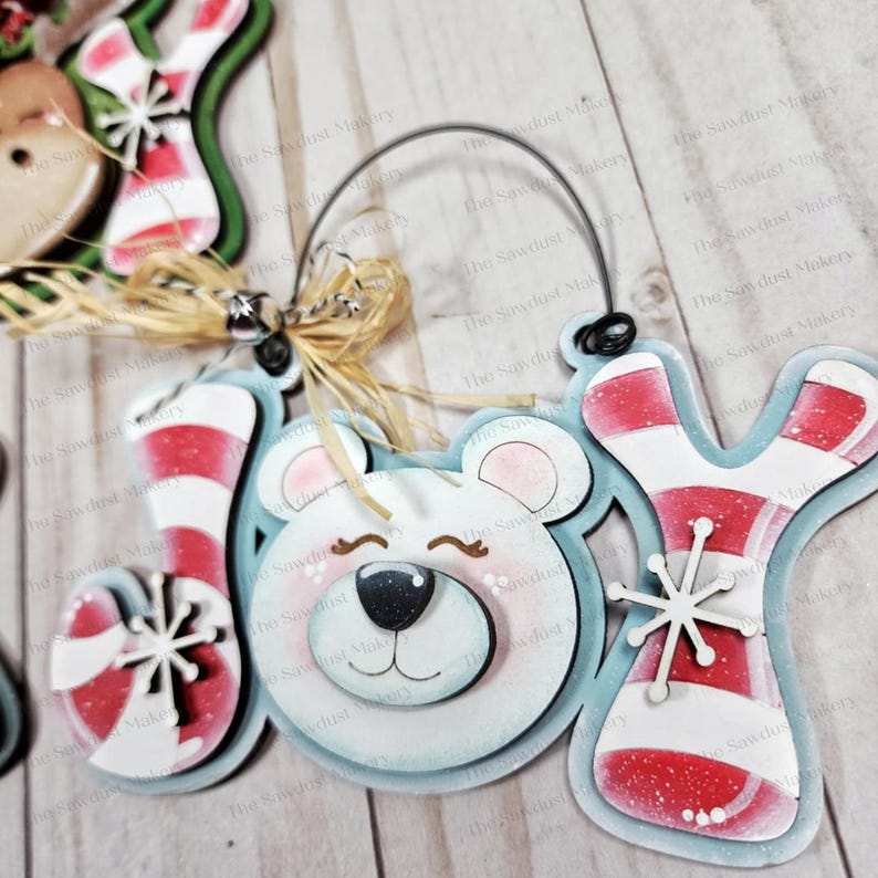 Winter Candy Cane Joy Christmas Ornament Bundle SVG File | Laser Cut ...