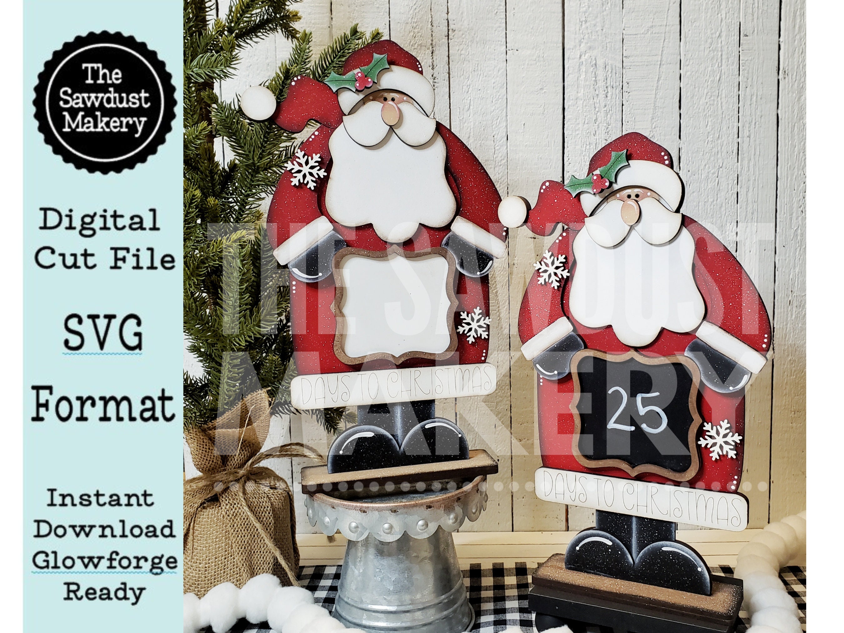 Santa Countdown SVG File Laser Cut File Standing Santa SVG - Etsy