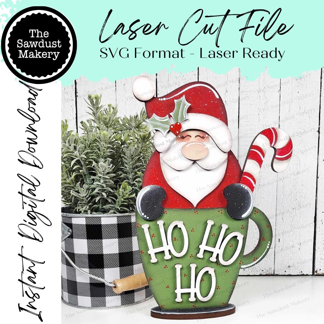 Ho Ho Ho Santa Cocoa Mug SVG File | Laser Cut File | Santa SVG | Hot ...