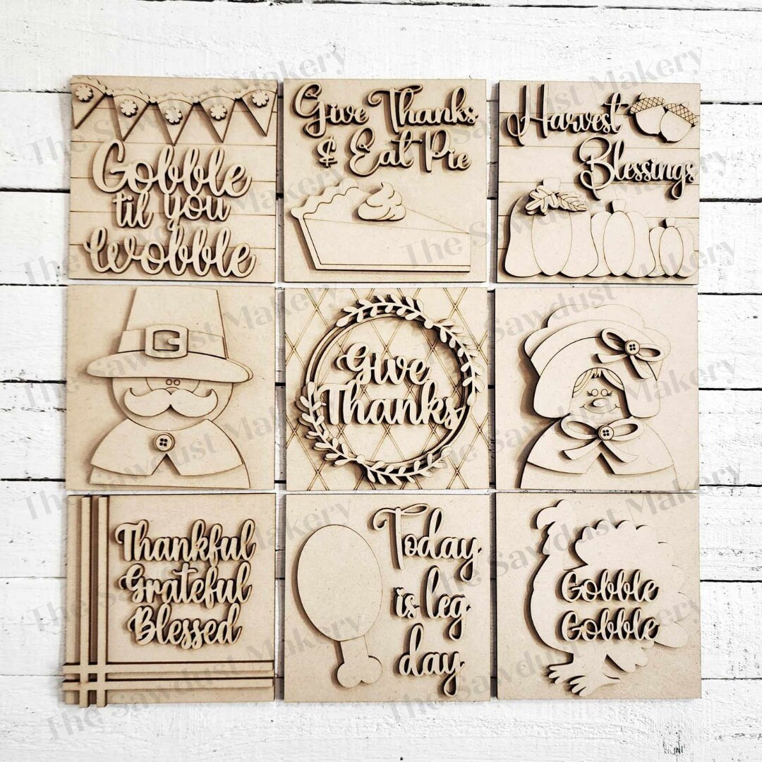 Thanksgiving Sign Laser Cut File | Farmhouse Interchangeable Leaning ...