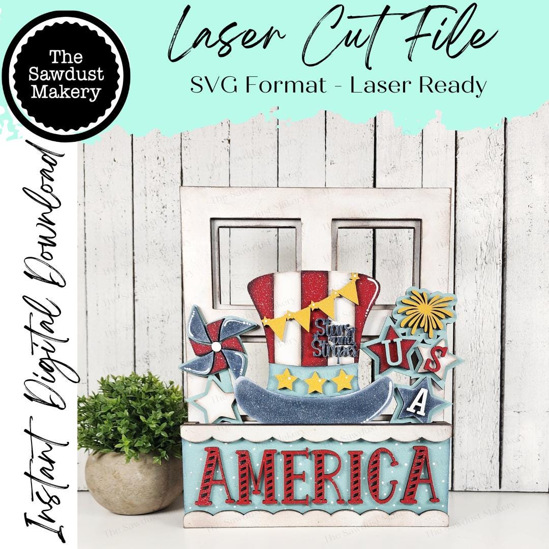 Add-on for Interchangeable Window Box | 4th of July Window Box Insert ...