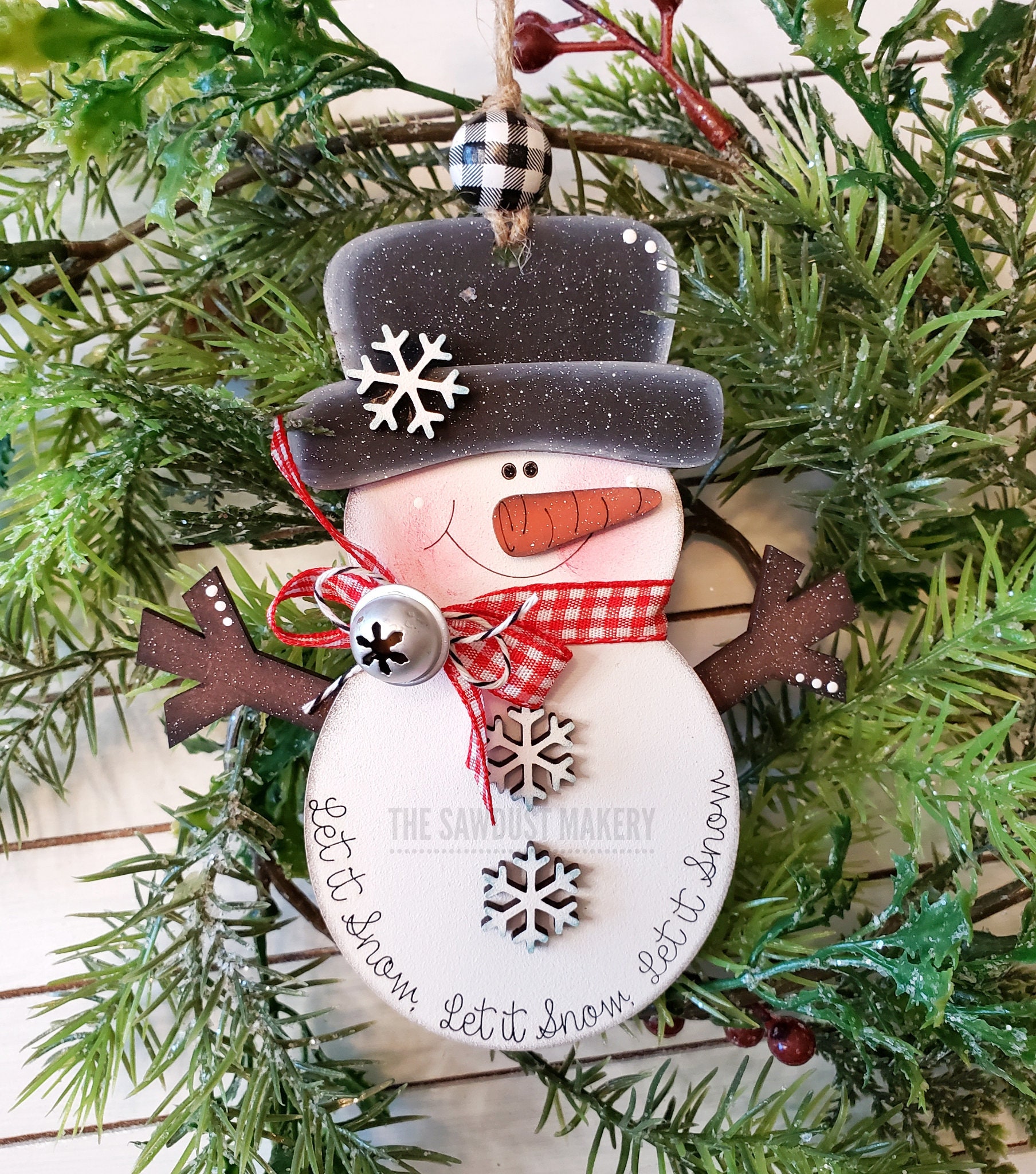 Snowman Frosty Let It Snow Christmas Ornament SVG File Laser - Etsy