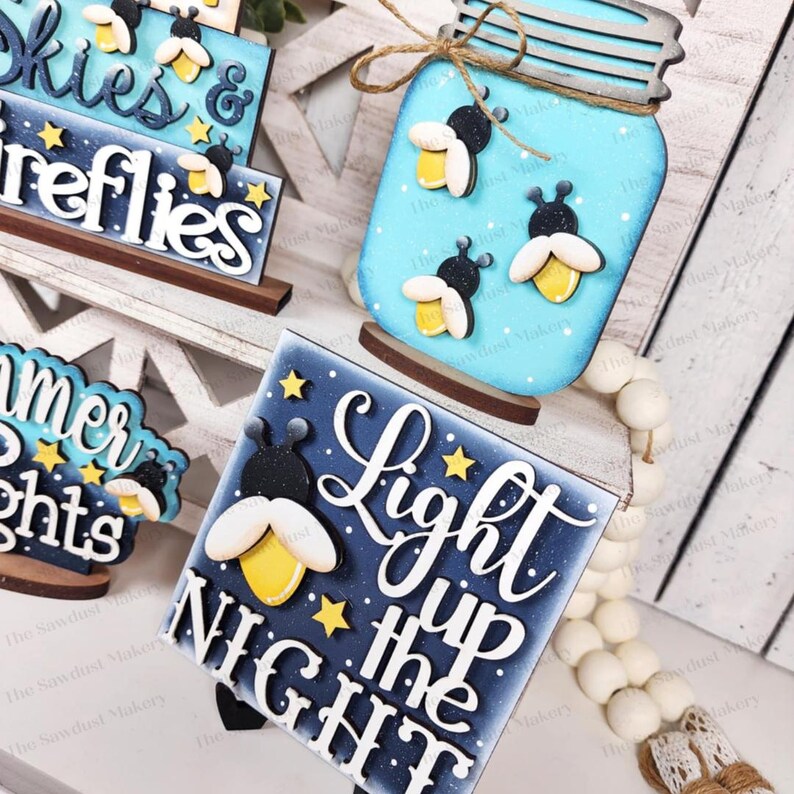 Firefly Summer Decor Tiered Tray Set SVG File | Laser Cut File ...